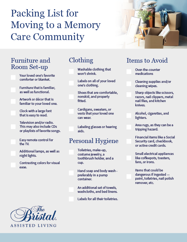 Memory Care Checklist: What to Pack for the Move